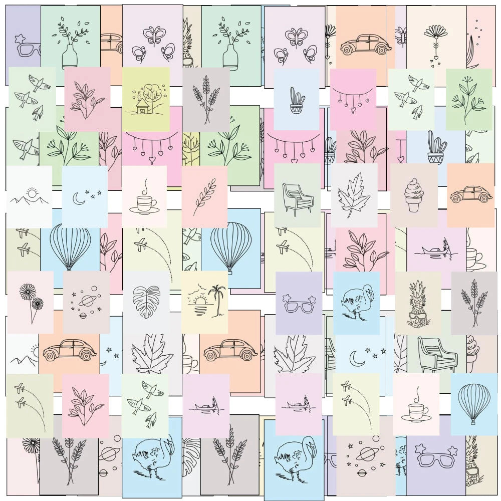 Minimal Aesthetic Stickers Pack – 42+ Pastel Line Art Stickers – Phone ...